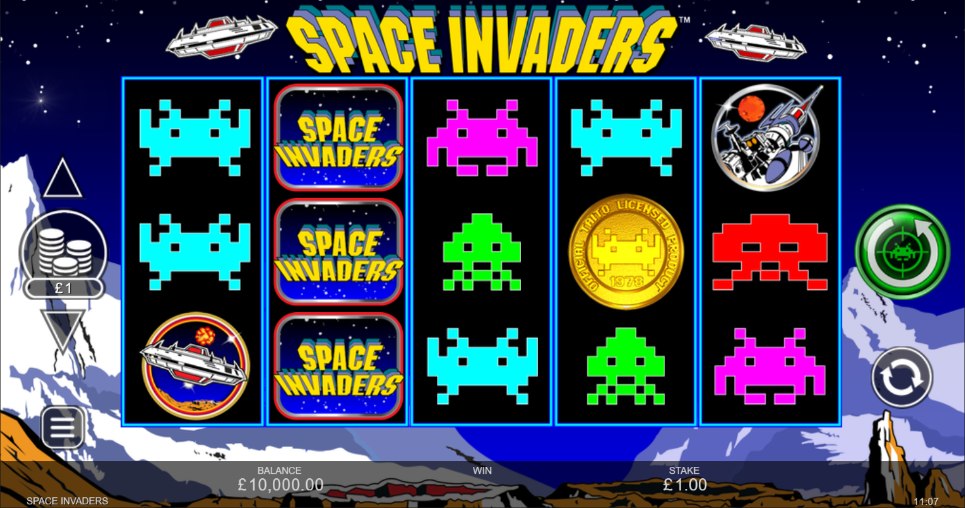 Space Invaders Slot Game Graphics