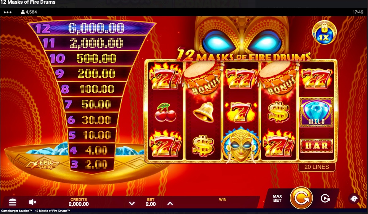 12 Masks of Fire Drums slot base game