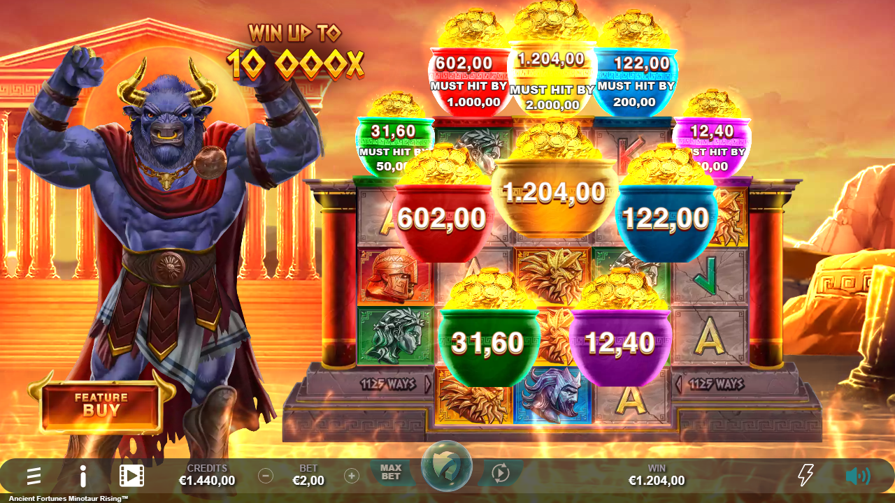 AncientFortunesMinotaurRisingslotfeatures