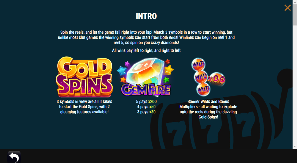 Gem Fire slot features